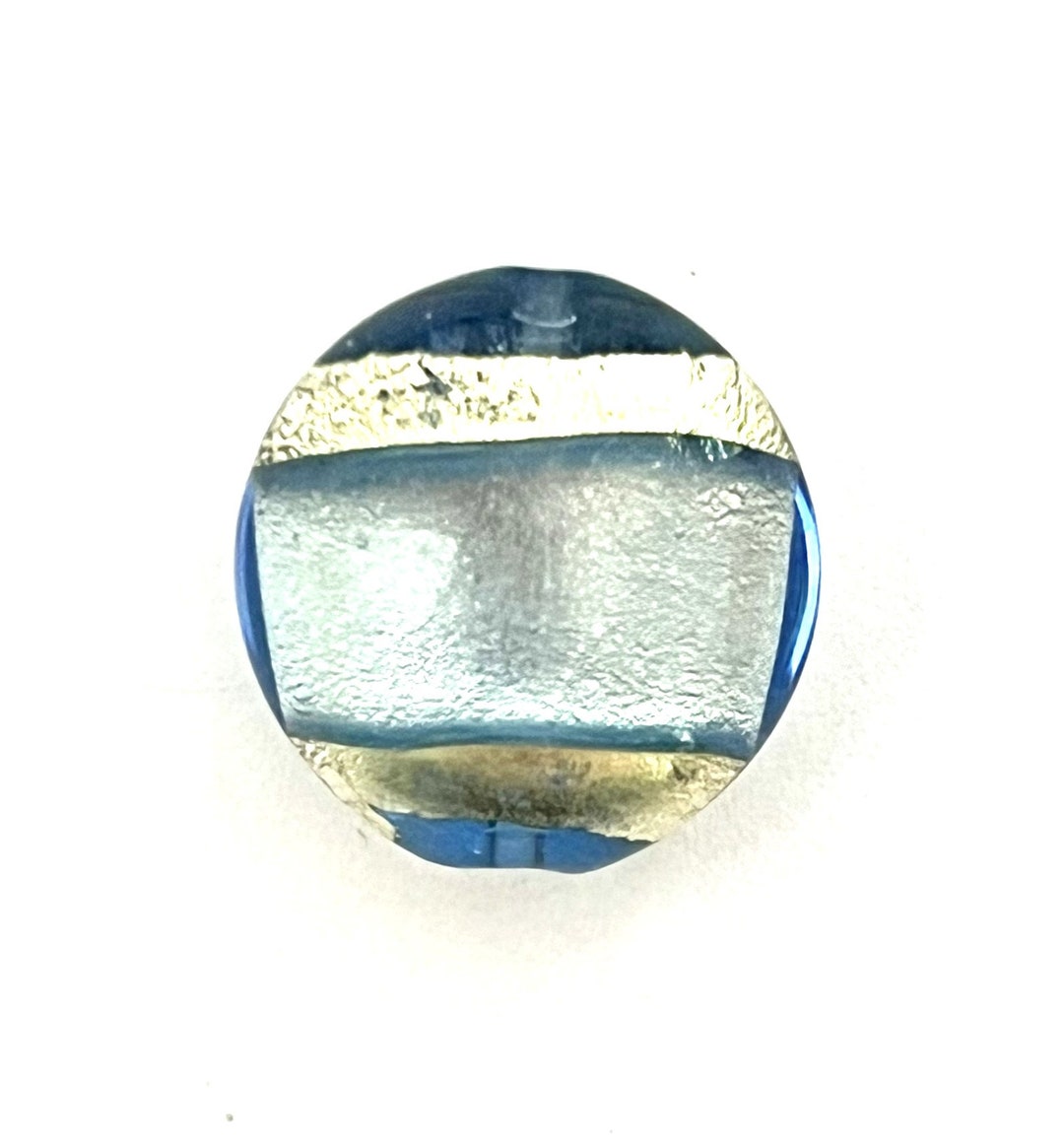 Light Blue Murano White Gold Serale Lentil 17 Mm Venetian Glass Puffy ...