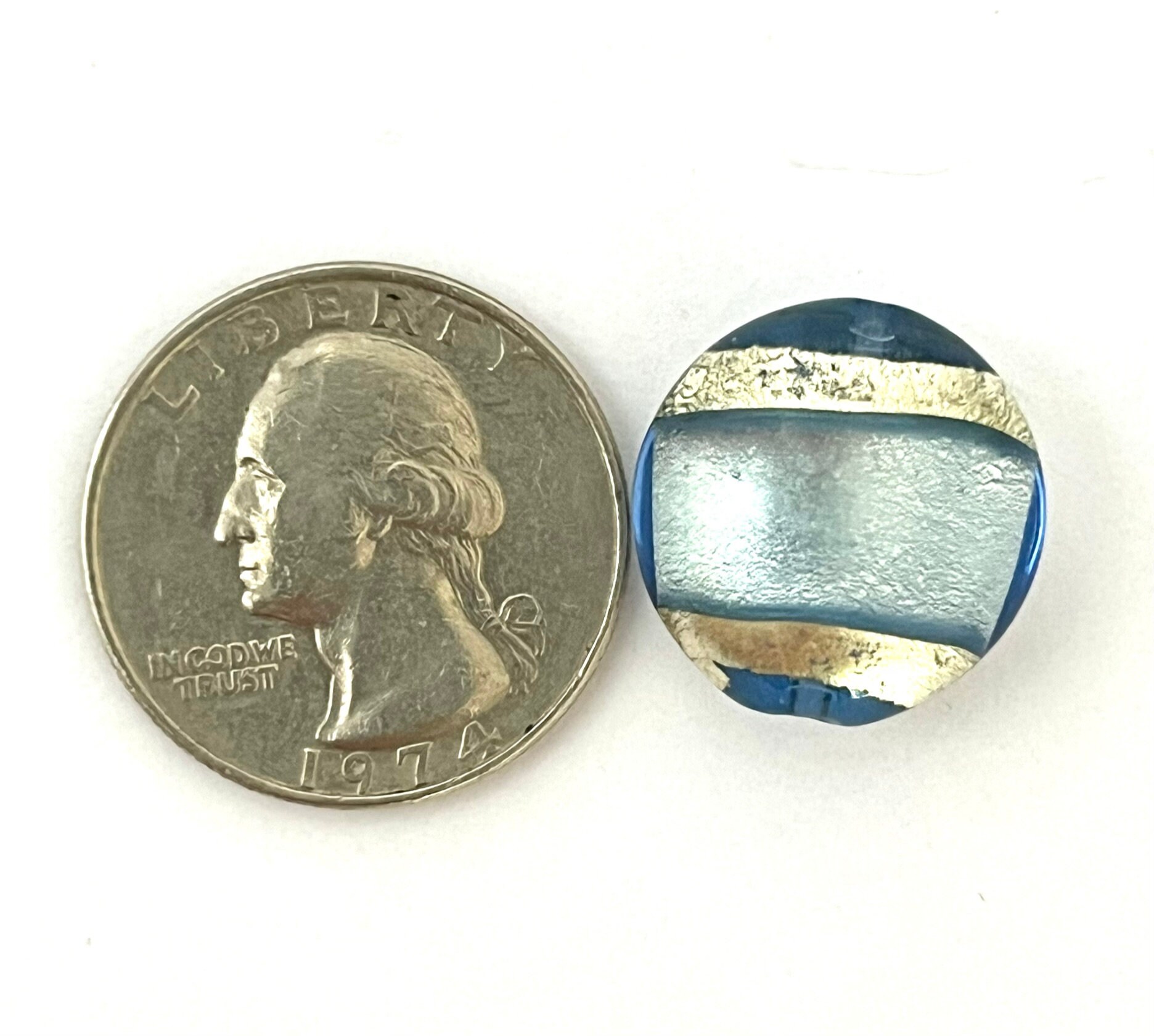 Light Blue Murano White Gold Serale Lentil 17 Mm Venetian Glass Puffy ...