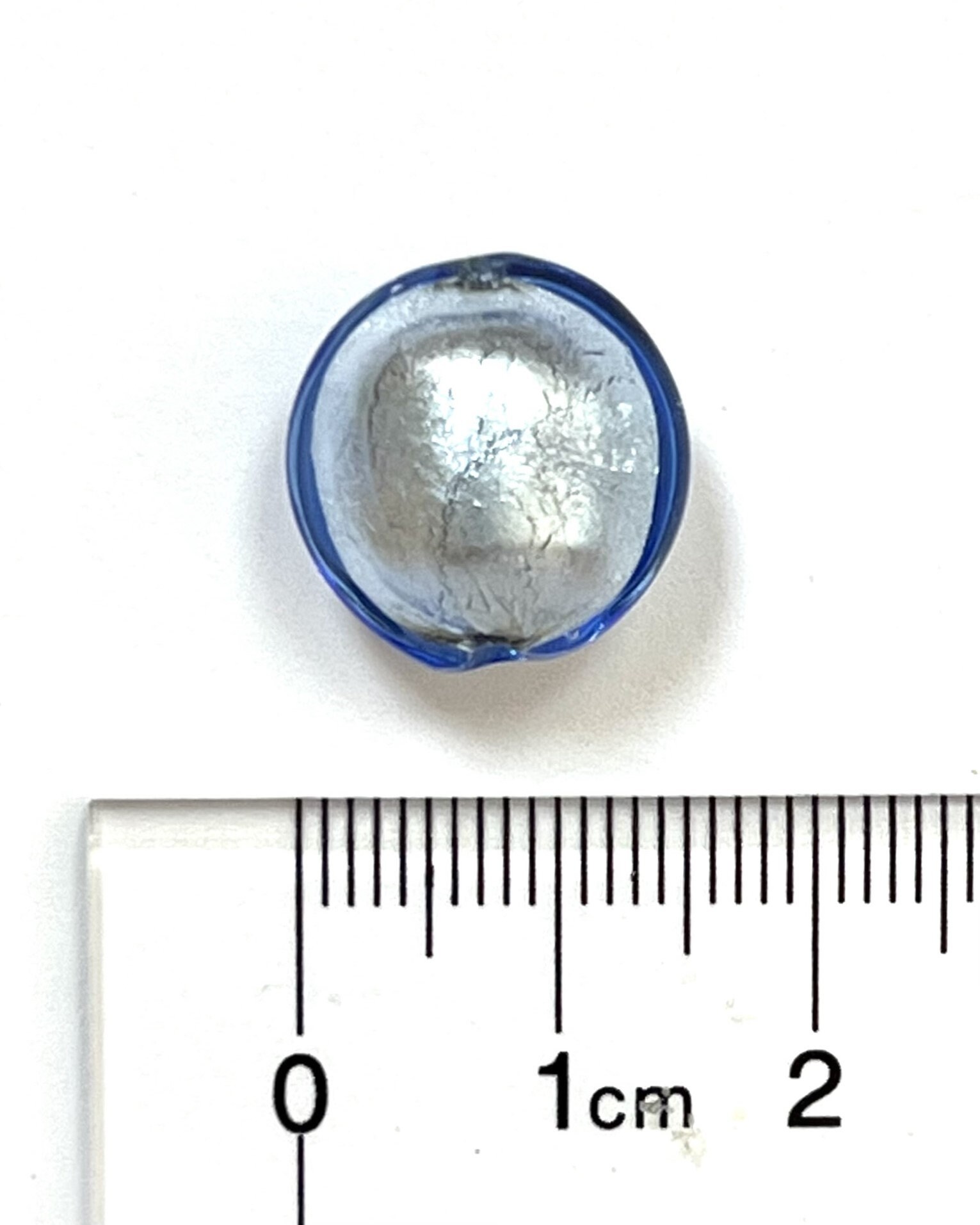 Light Blue Murano Glass Silver Foiled Lentil 13 Mm Venetian Glass Puffy ...