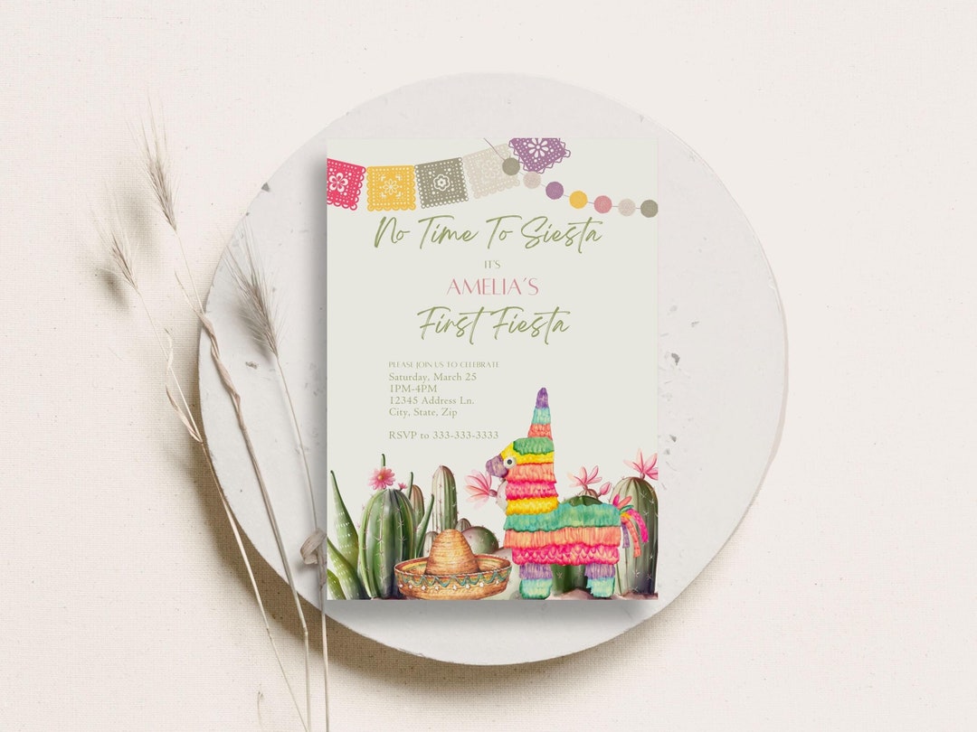 Editable First Fiesta Birthday Invite Template, Mexican Theme Party ...