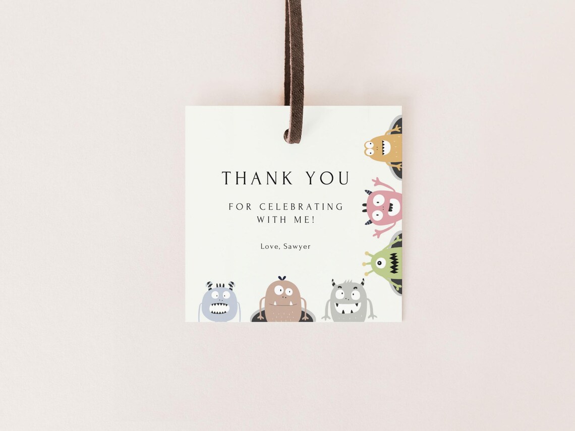 Editable Little Monster Birthday Party Favor Tag, Monster Bash Theme ...