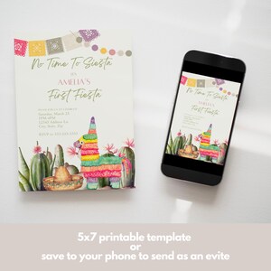 Editable First Fiesta Birthday Invite Template, Mexican Theme Party ...