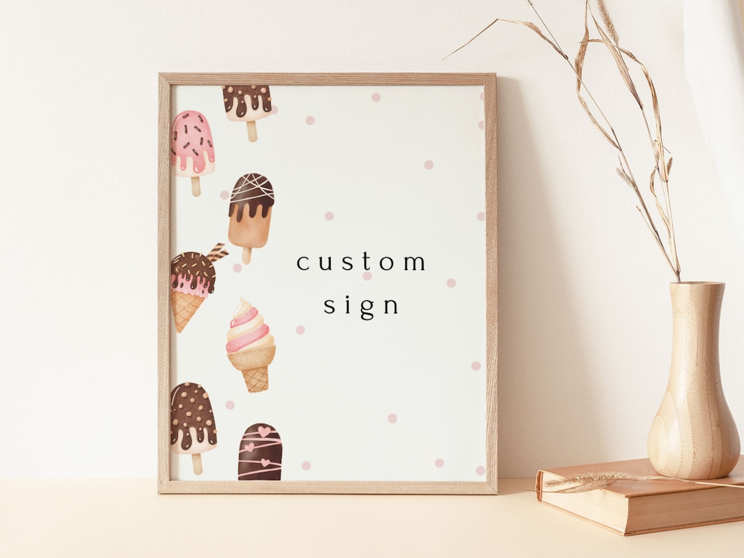 Editable Ice Cream Birthday 8x10 Custom Sign, Here's the Scoop Canva ...