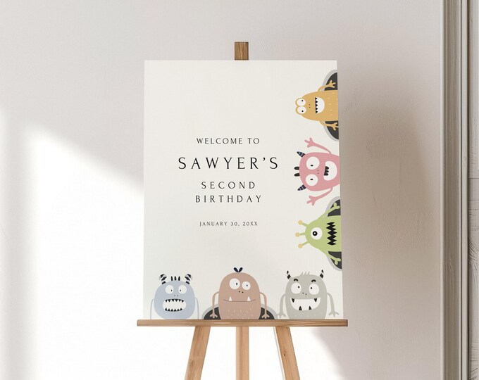 Editable Monsters Welcome Sign Instant Download Baby Monster Welcome ...