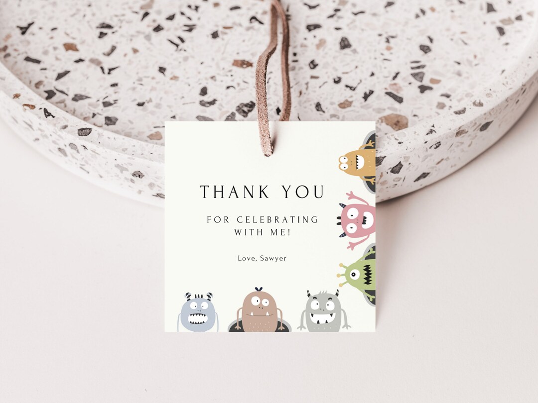 Editable Little Monster Birthday Party Favor Tag, Monster Bash Theme ...