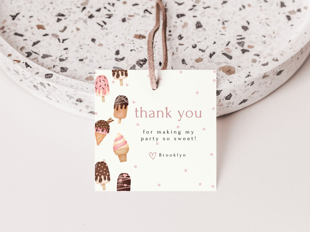 Editable Ice Cream Birthday Party Favor Tag, Here's the Scoop Theme ...