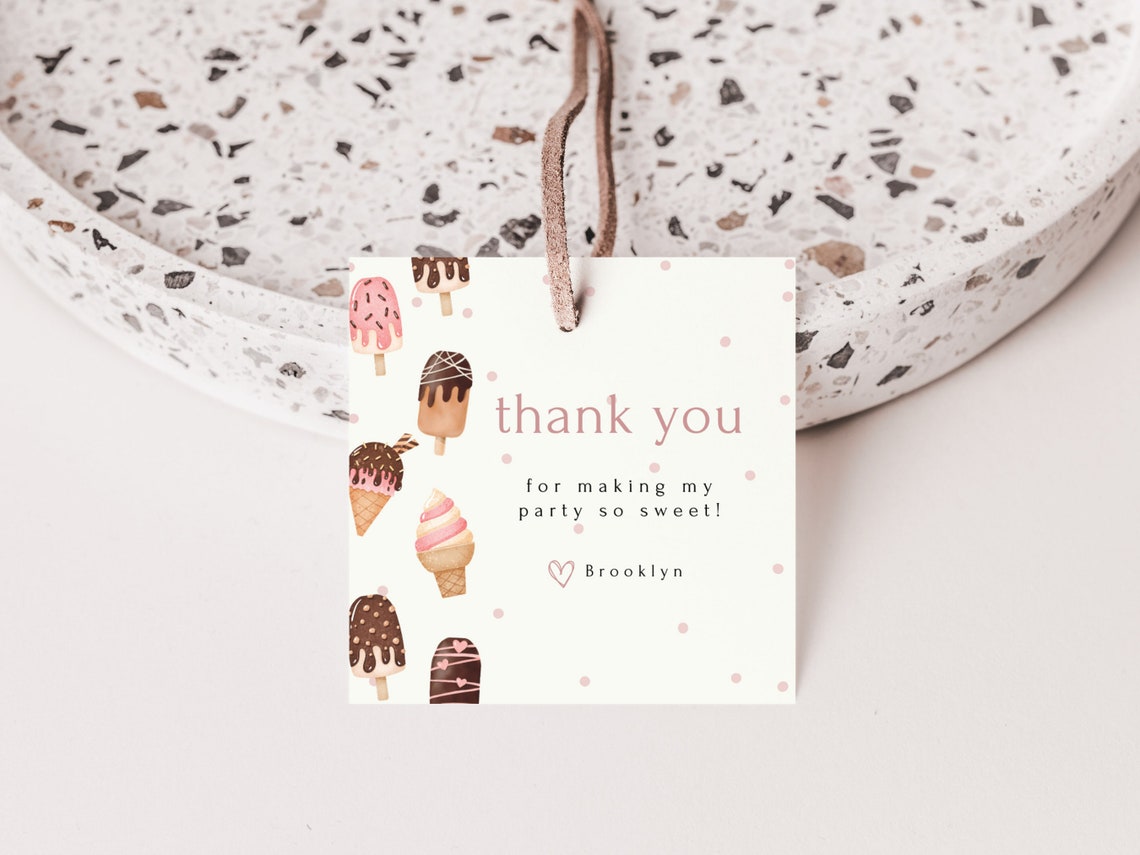 Editable Ice Cream Birthday Party Favor Tag, Here's the Scoop Theme ...