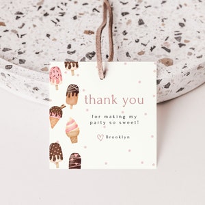 Editable Ice Cream Birthday Party Favor Tag, Here's the Scoop Theme ...