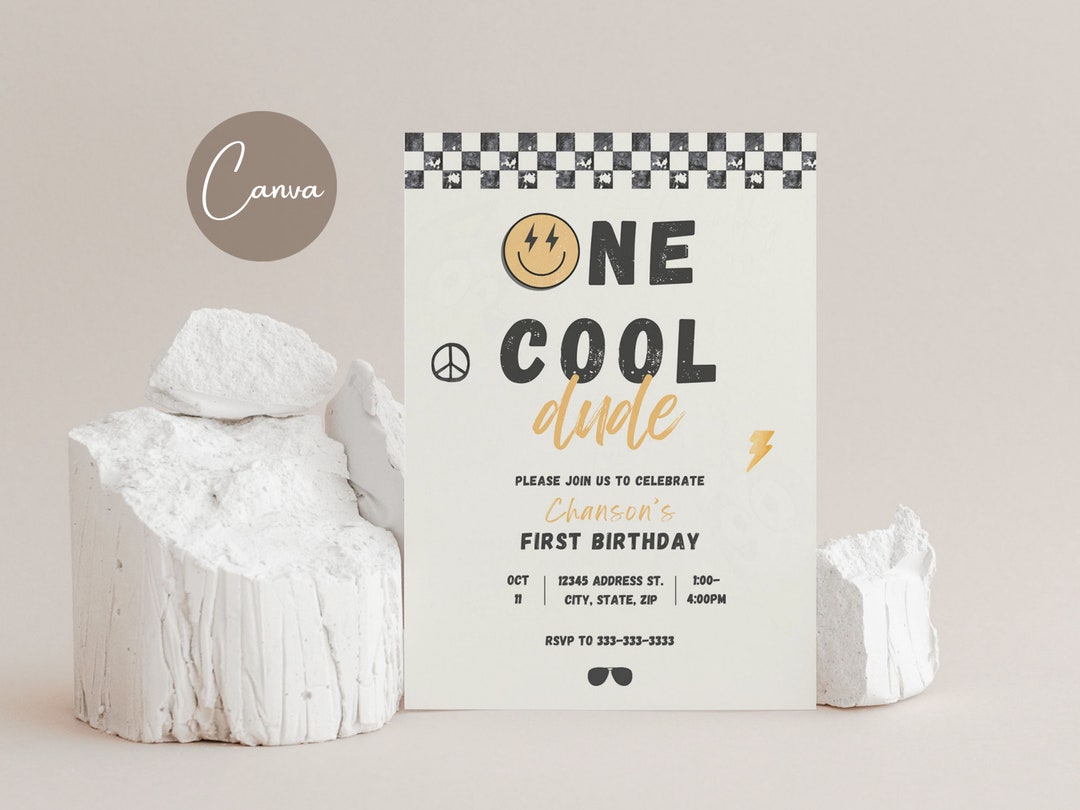 Editable One Cool Dude First Birthday Invitation One Cool - Etsy