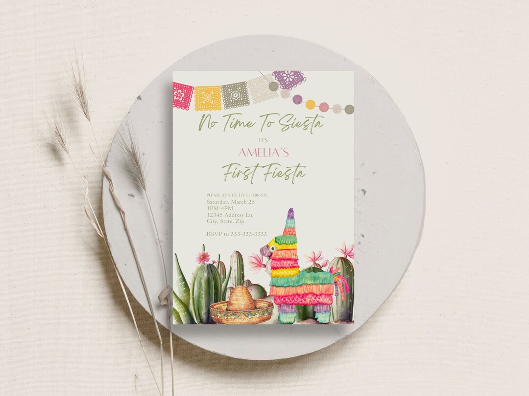 Editable First Fiesta Birthday Invite Template, Mexican Theme Party ...