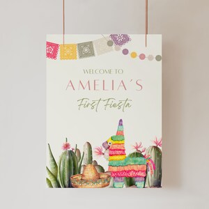 Editable First Fiesta Birthday Welcome Sign, Mexican Theme Party, First ...
