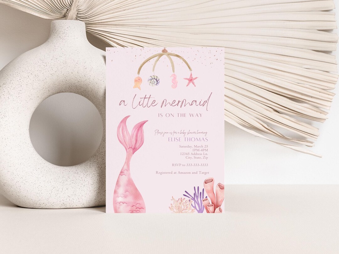 Editable Mermaid Baby Shower Invitation, Under the Sea Baby Shower ...