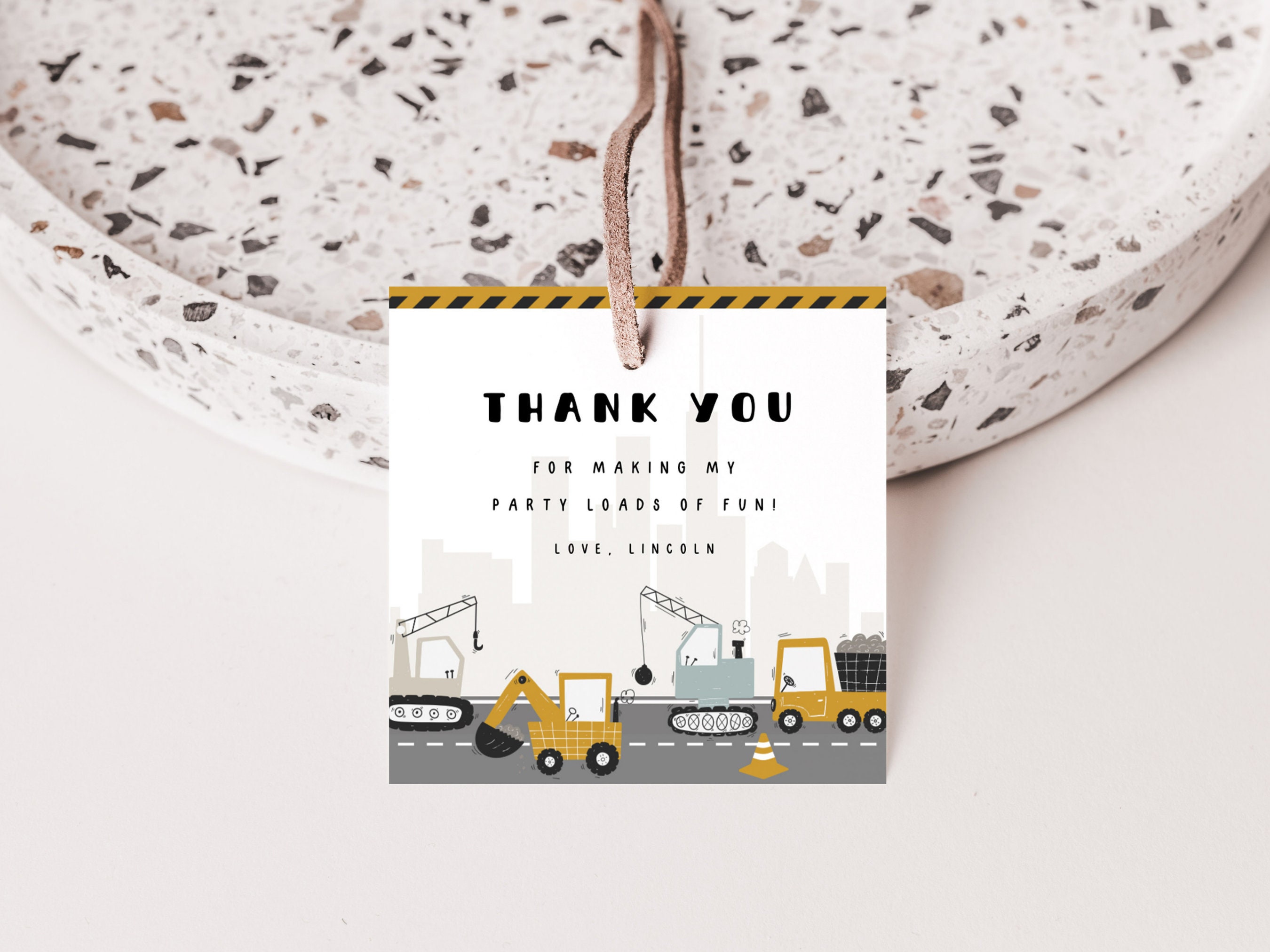 Editable Construction Trucks Birthday Party Favor Tag, Digger Party Tag ...