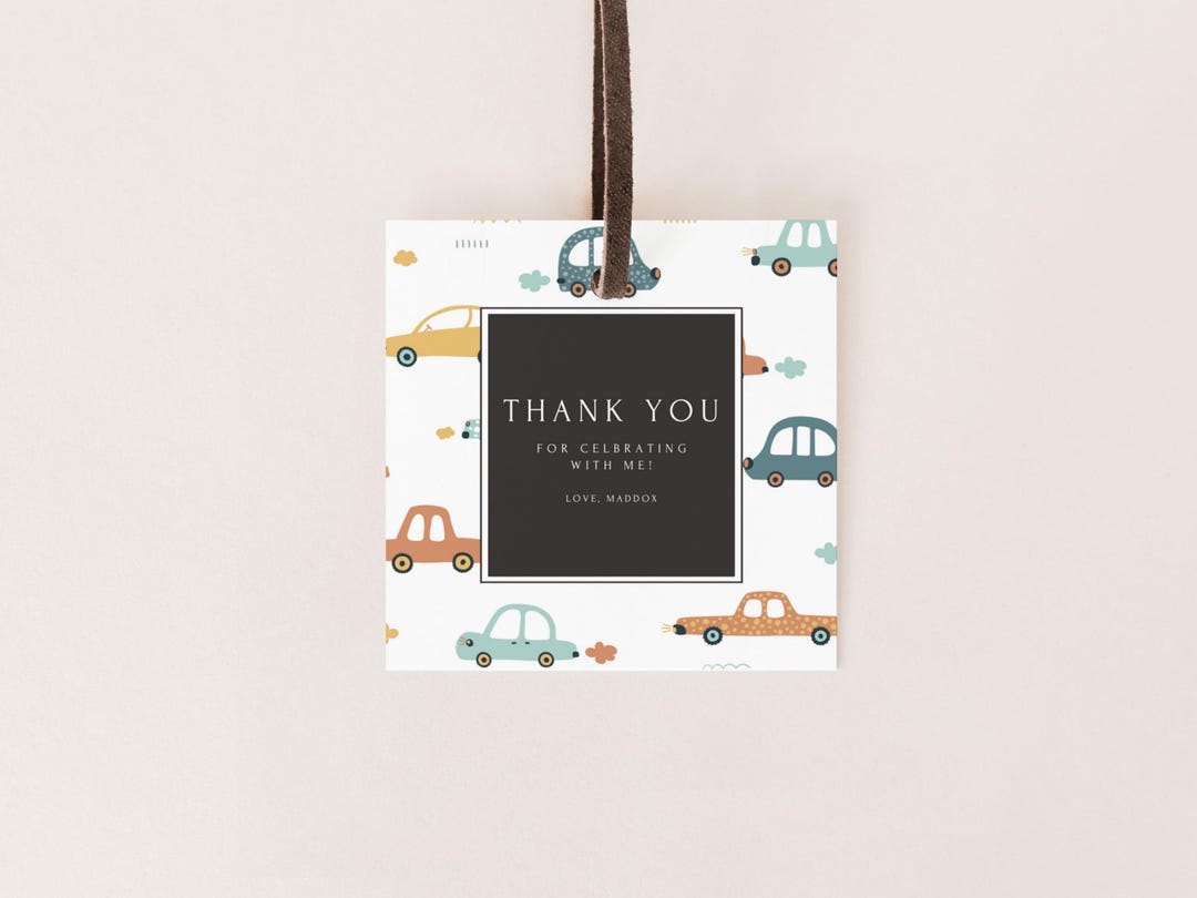 Editable Cars Birthday Party Favor Tag, Transportation Theme Party ...