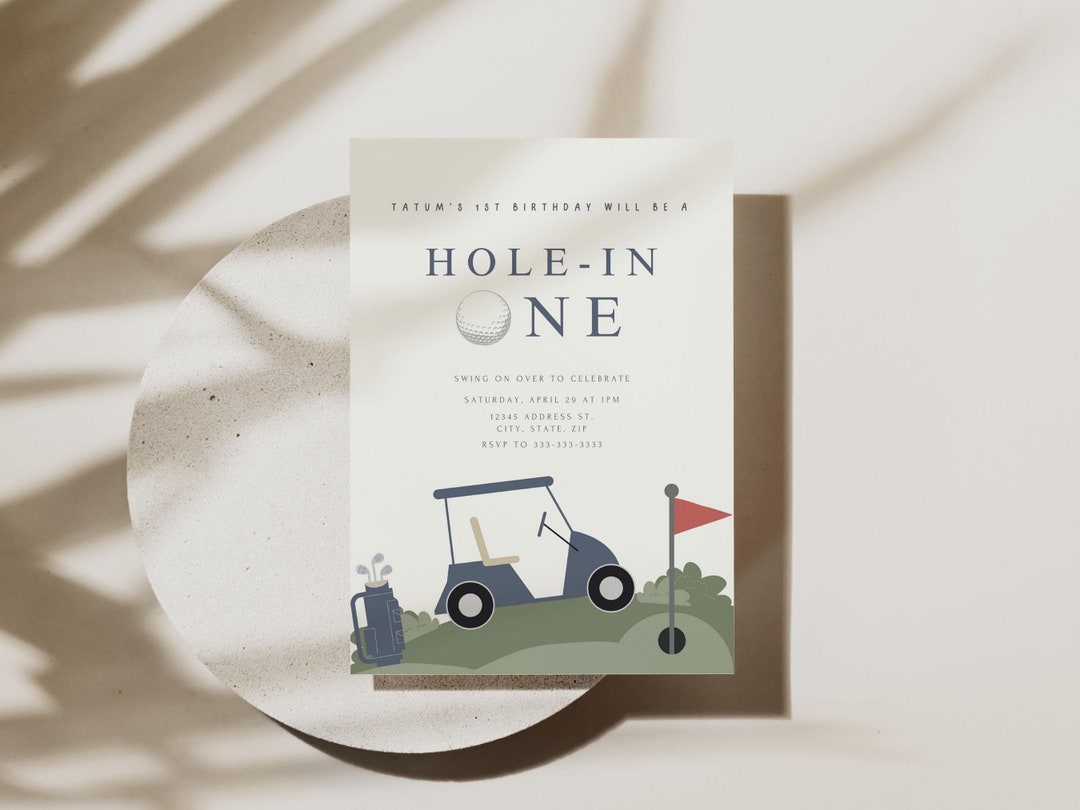 Editable Golf First Birthday Invitation, Hole in One Birthday ...