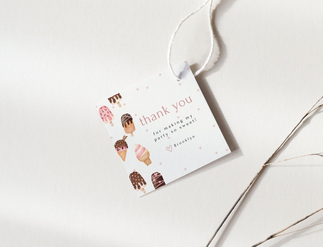 Editable Ice Cream Birthday Party Favor Tag, Here's the Scoop Theme ...