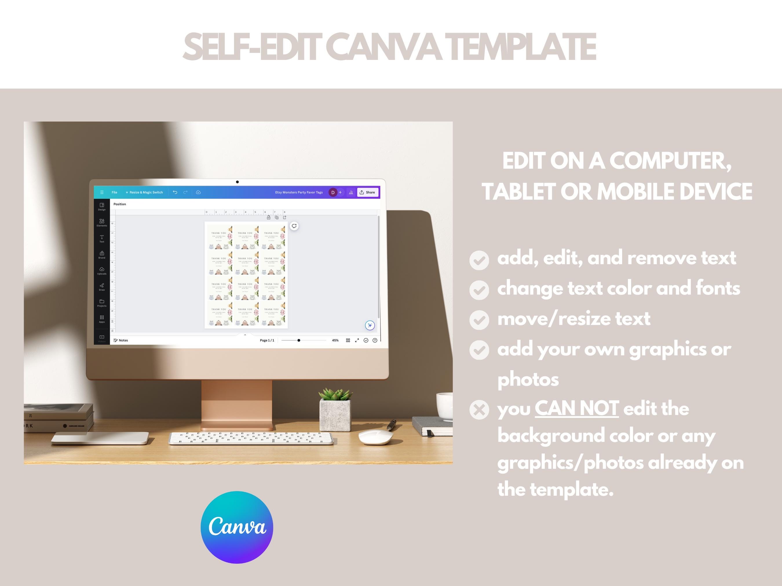 Editable Little Monster Birthday Party Favor Tag, Monster Bash Theme ...