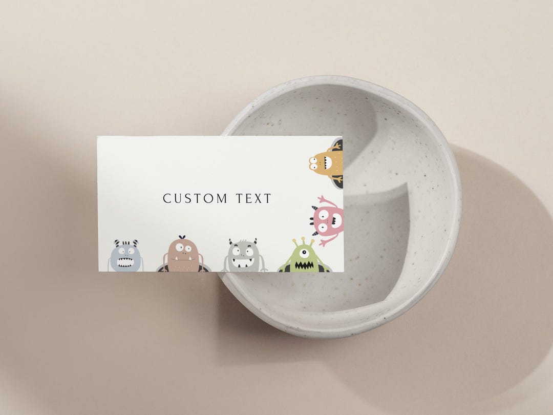 Editable Little Monster Food Tent, Monster Bash Place Card, Modern ...