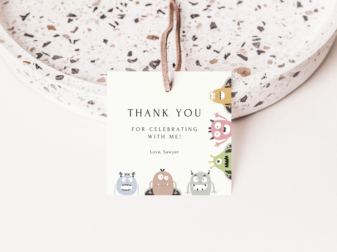 Editable Little Monster Birthday Party Favor Tag, Monster Bash Theme ...