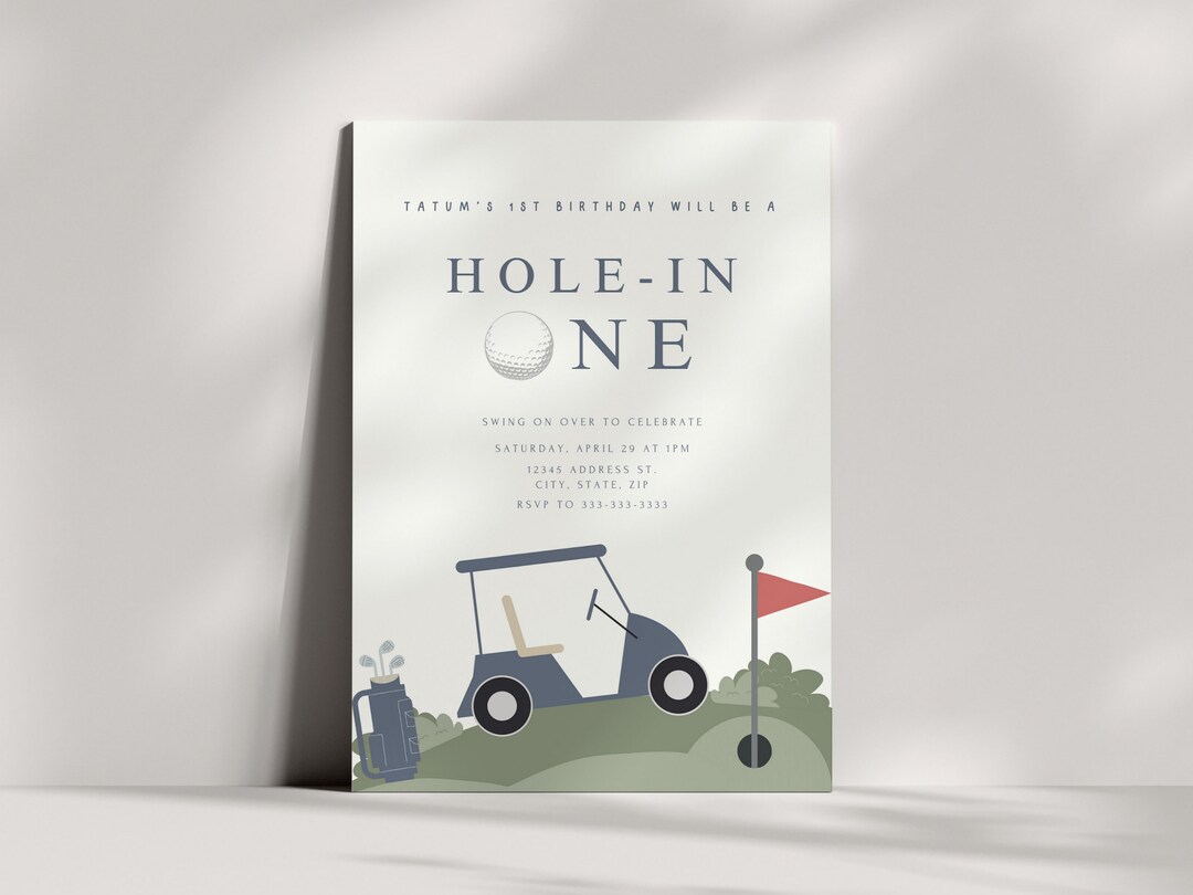 Editable Golf First Birthday Invitation, Hole in One Birthday ...