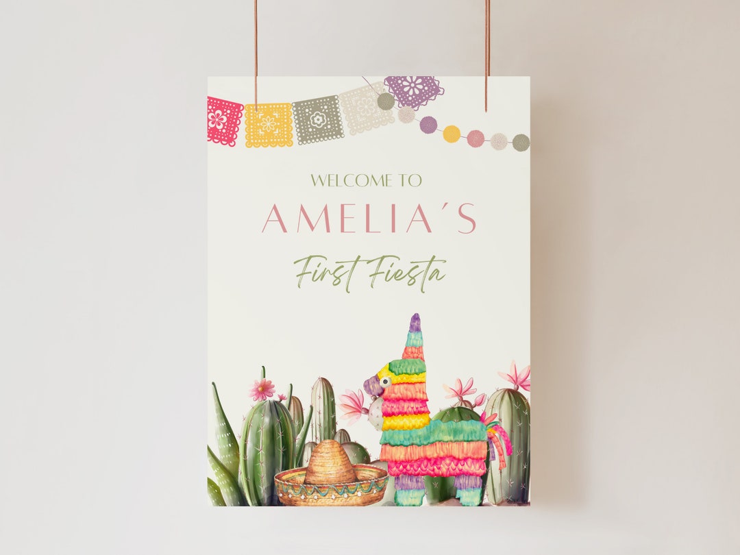 Editable First Fiesta Birthday Welcome Sign, Mexican Theme Party, First ...