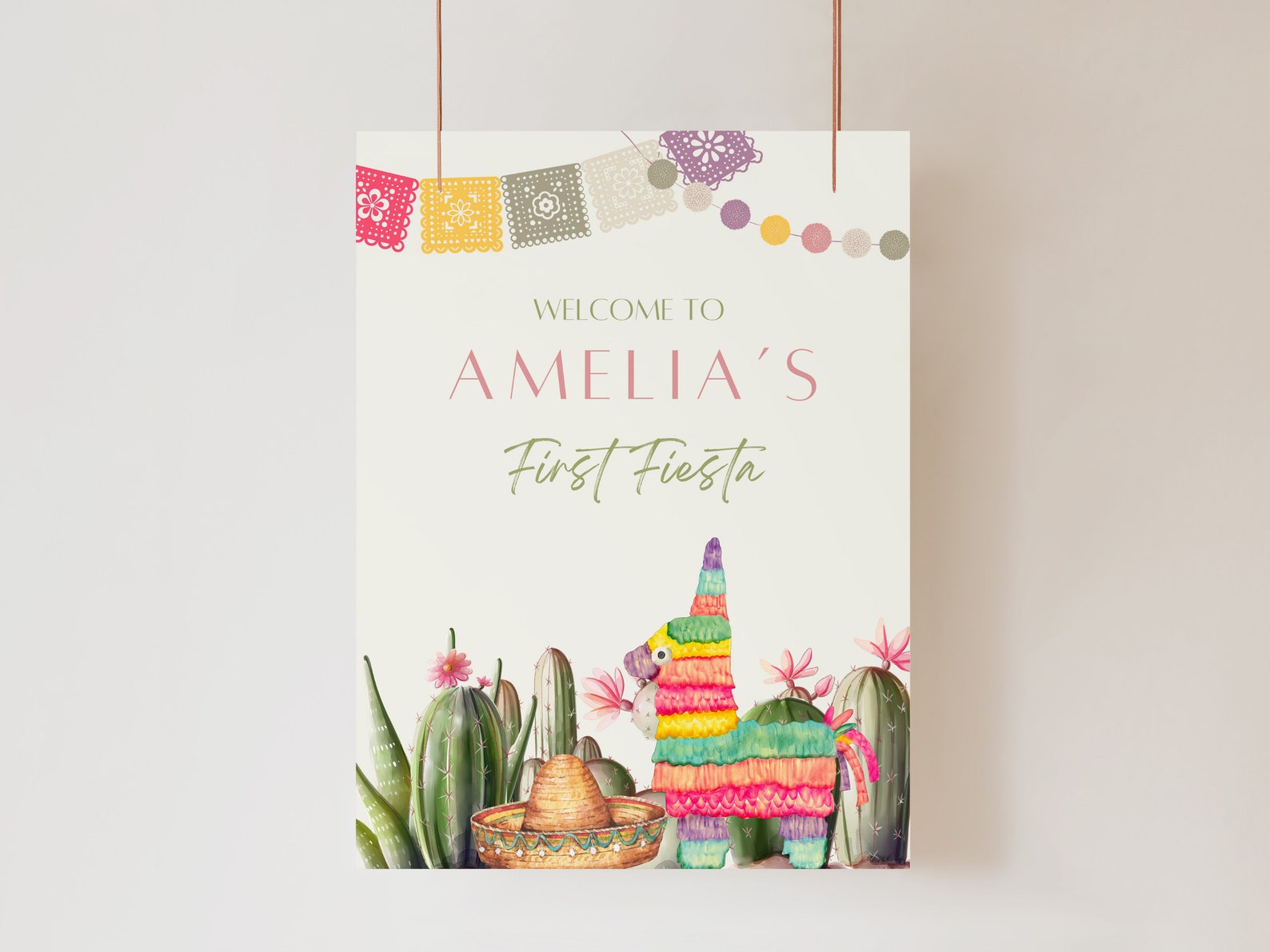 Editable First Fiesta Birthday Welcome Sign Mexican Theme - Etsy