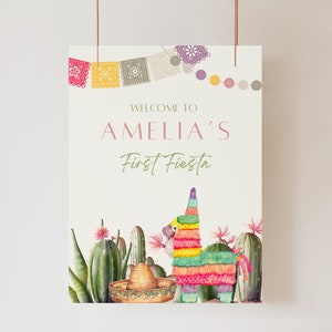 Editable First Fiesta Birthday Welcome Sign, Mexican Theme Party, First ...
