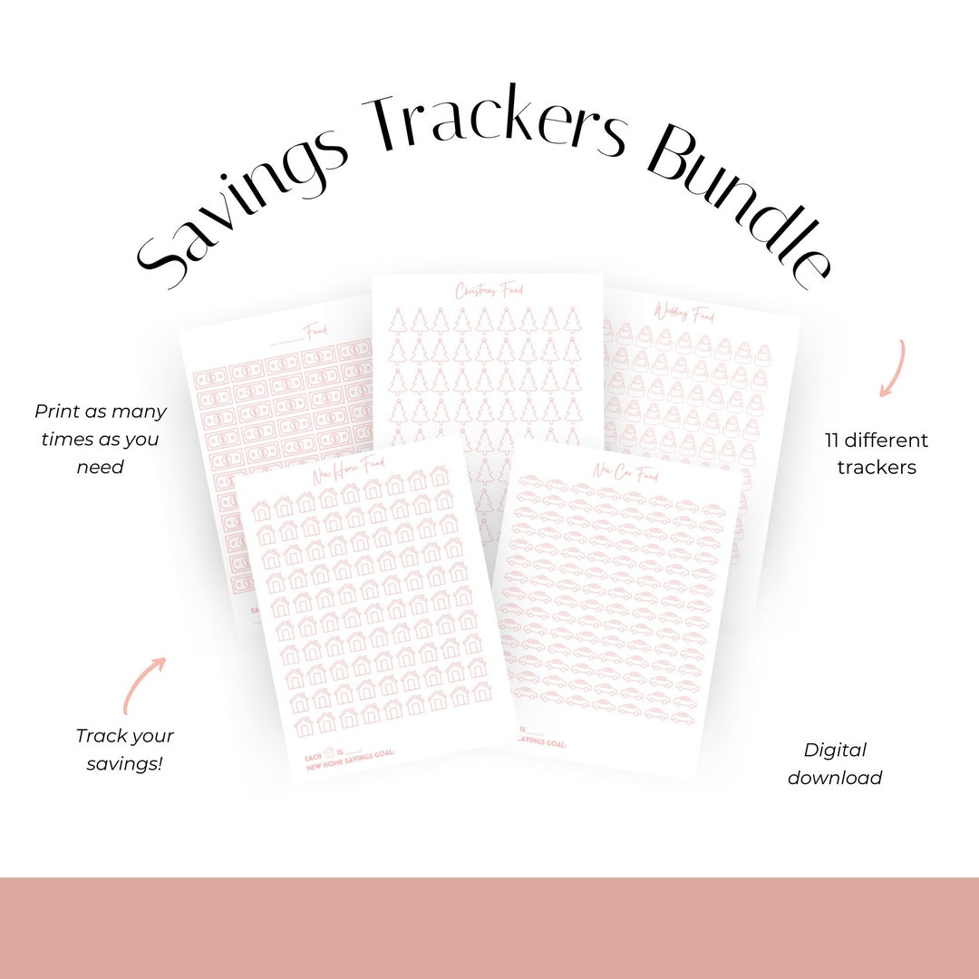 Savings Tracker, Savings Tracker Bundle, Digital Savings Tracker ...