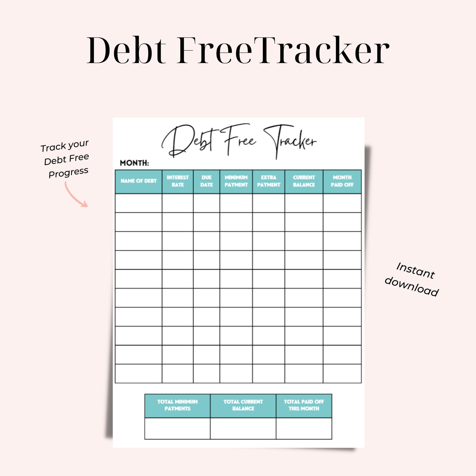 Debt Free Tracker, Debt Snowball, Debt Tracker, Debt Payoff Tracker ...