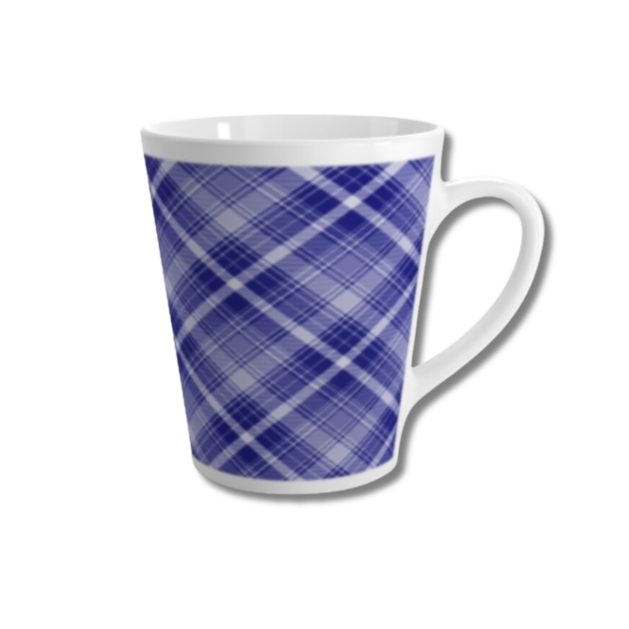 Vintage Styled Blue and White Checkered Ceramic Cup 12oz Blue White Cup ...