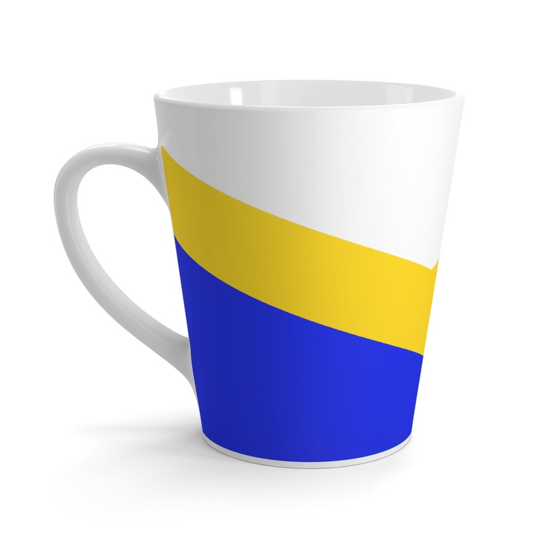 Yellow and Blue Latte Cup 12oz, Minimalist Mug, Modern Sleek Mug ...