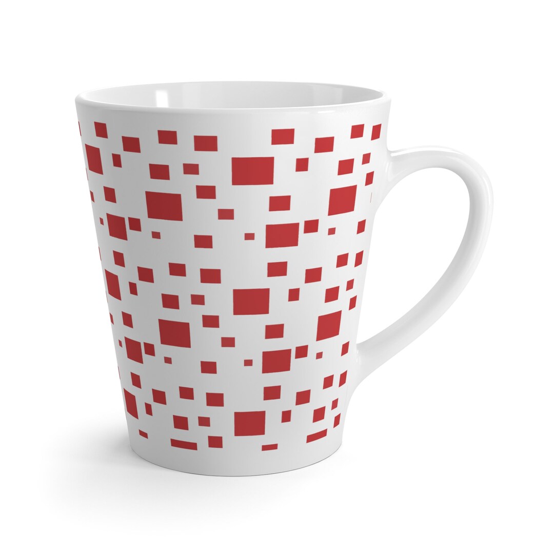 Red and White Vintage Styled Checks Latte Ceramic Cup 12oz Red White ...