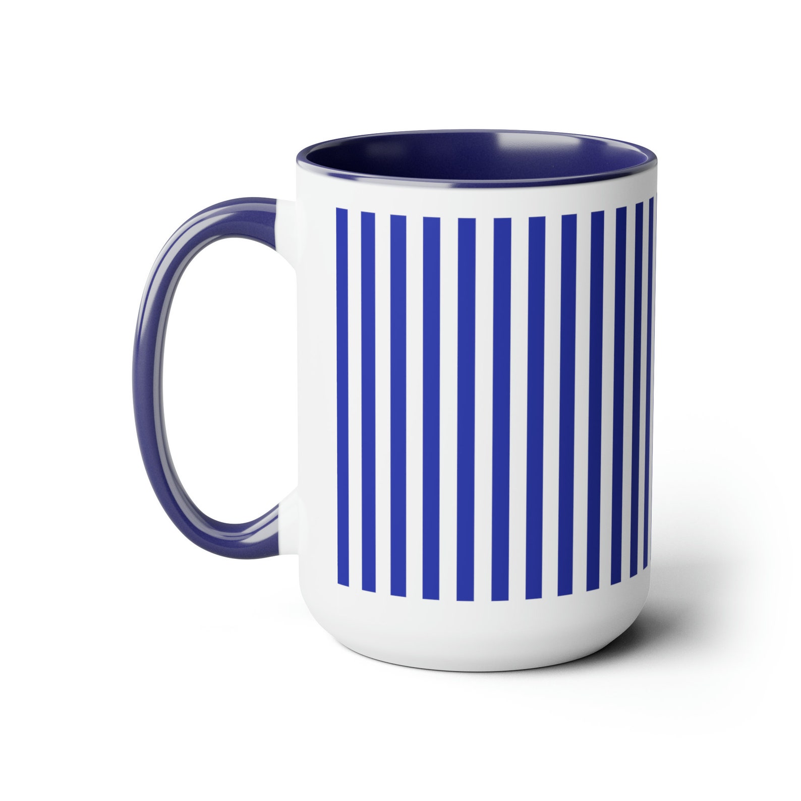 Vintage Styled Blue and White Stripe Ceramic Mug 15oz Blue White Mug ...