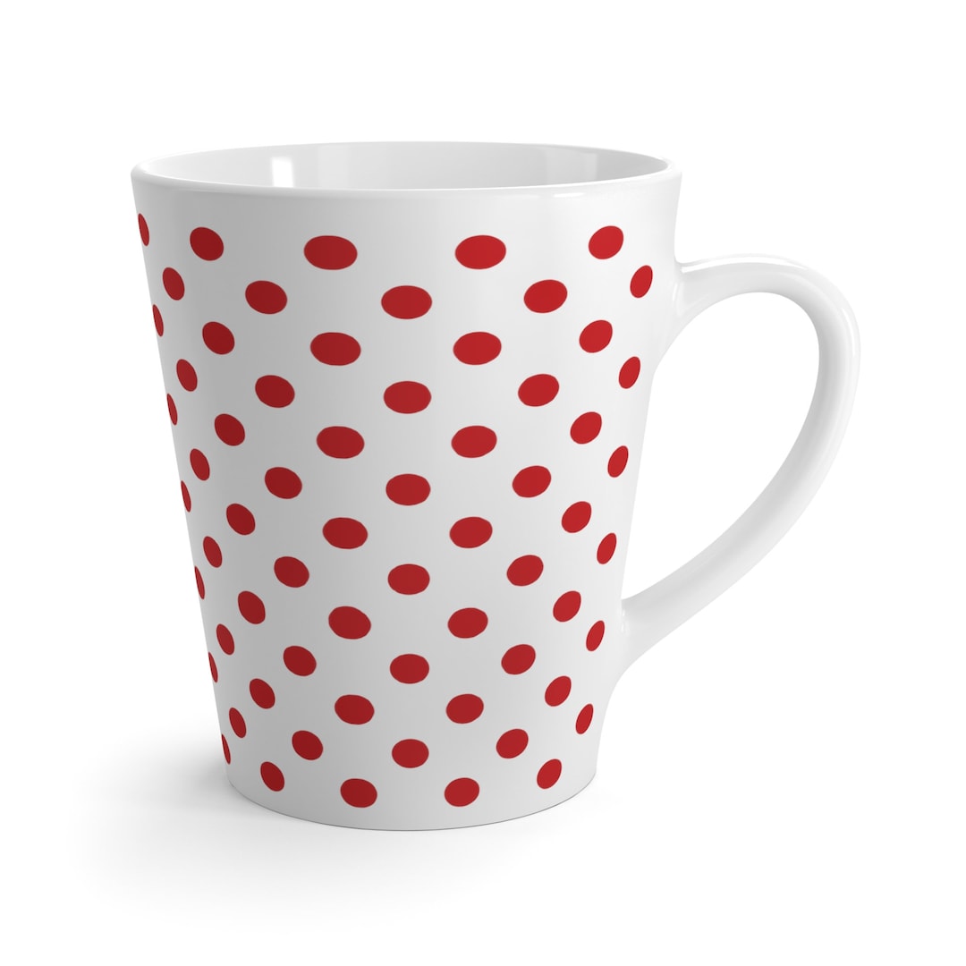 Red and White Vintage Styled Polka Dots Latte Ceramic Cup 12oz Red ...