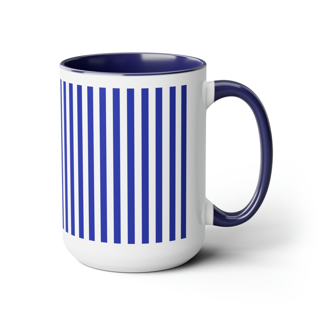 Vintage Styled Blue and White Stripe Ceramic Mug 15oz Blue White Mug ...