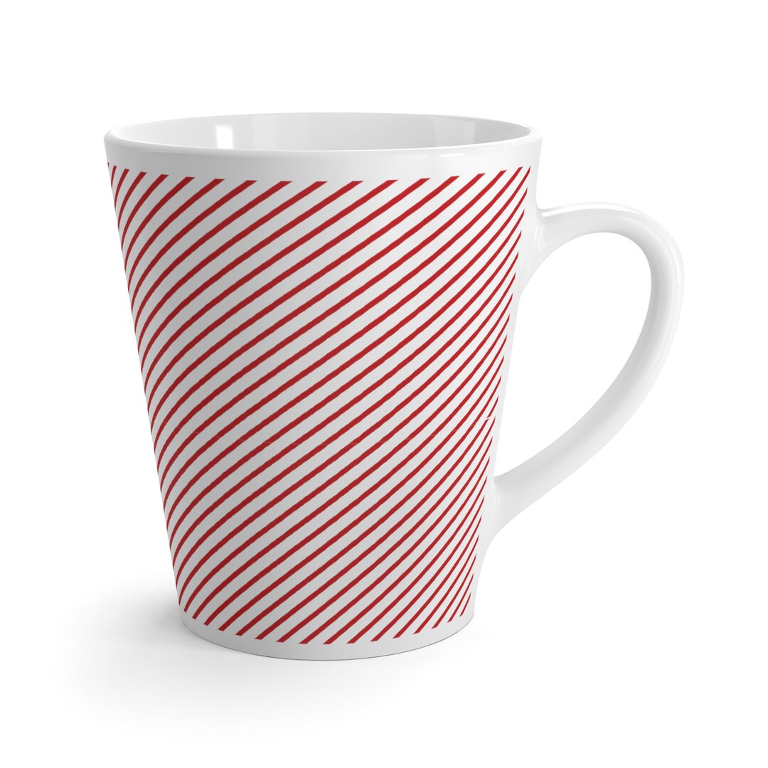 Red and White Vintage Styled Striped Latte Ceramic Cup 12oz Red White ...
