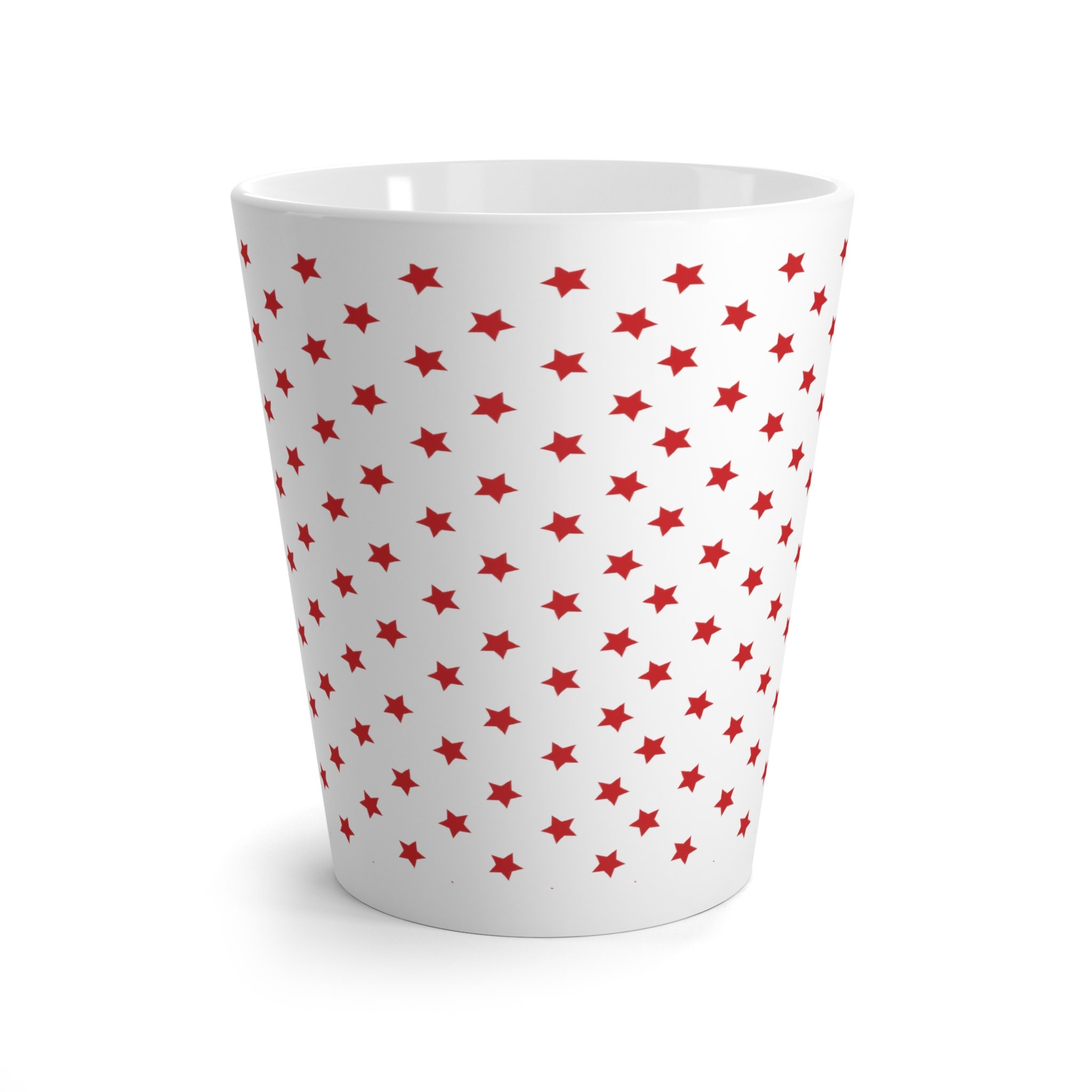 Red and White Vintage Styled Stars Latte Ceramic Cup 12oz Red White Cup ...