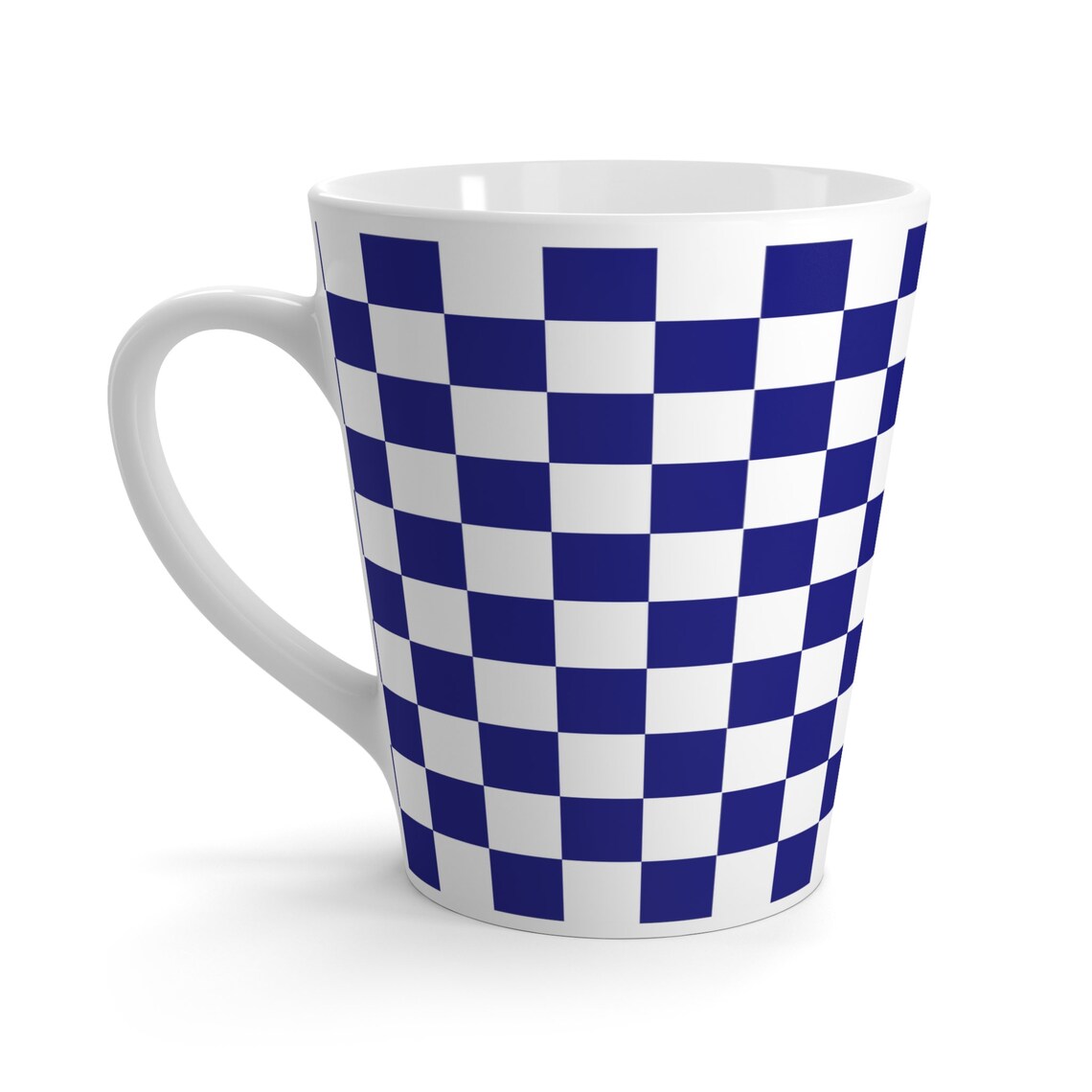 Vintage Styled Blue and White Checkered Ceramic Cup 12oz Blue White Cup ...