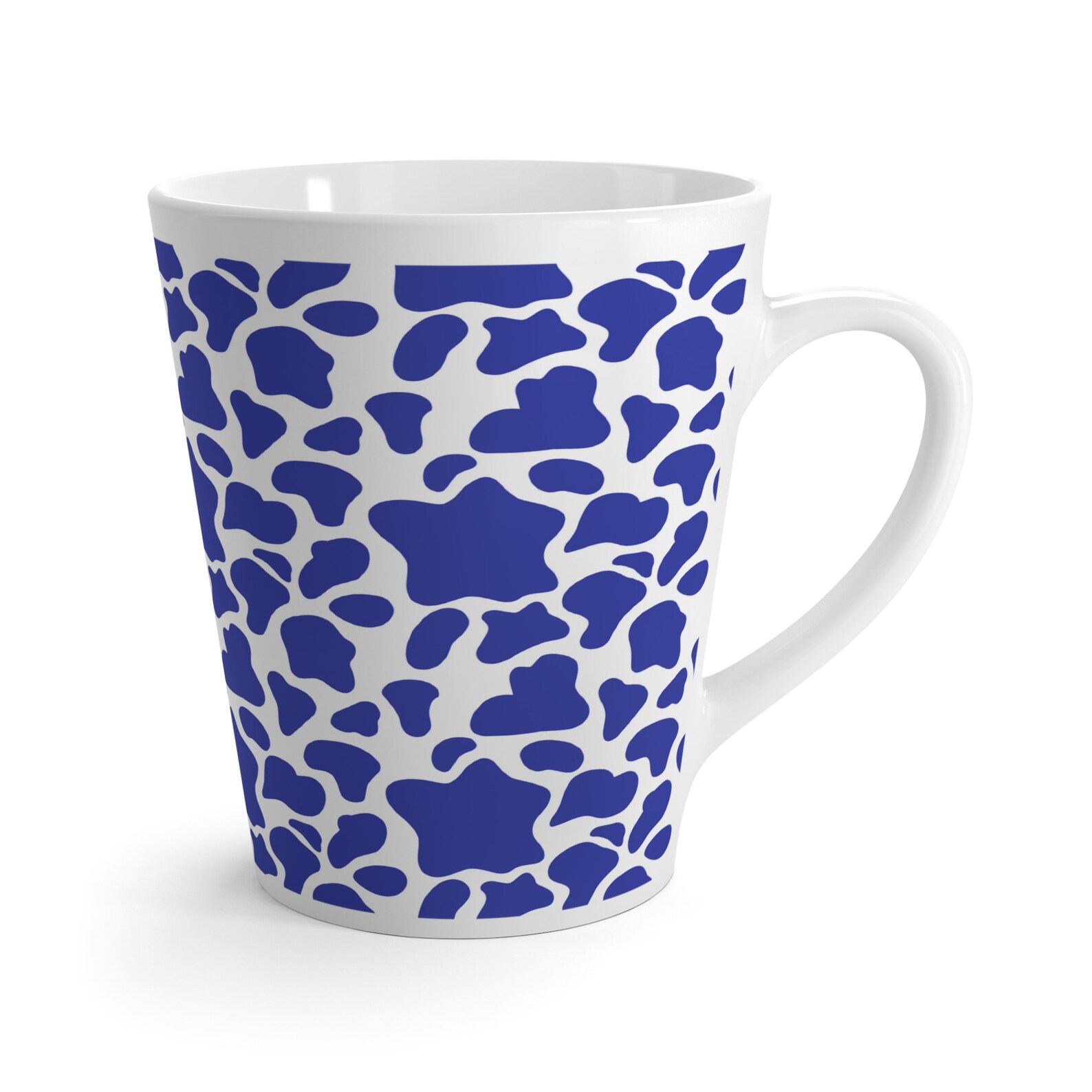 Vintage Style Blue and White Cowhide Latte Ceramic Cup 12oz Blue N ...
