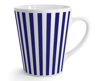 Vintage Styled Blue and White Stripe Ceramic Mug 15oz Blue White Mug ...