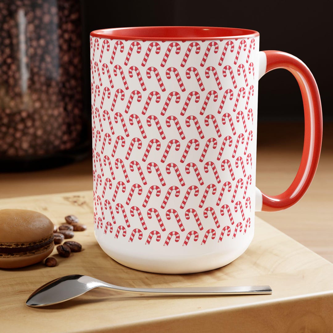 Red Christmas Candy Canes Coffee Mugs 15oz. Girlfriend Gift. Red ...