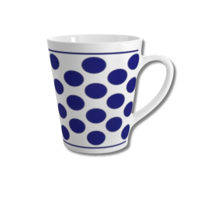 Vintage Styled Blue and White Checkered Ceramic Cup 12oz Blue White Cup ...