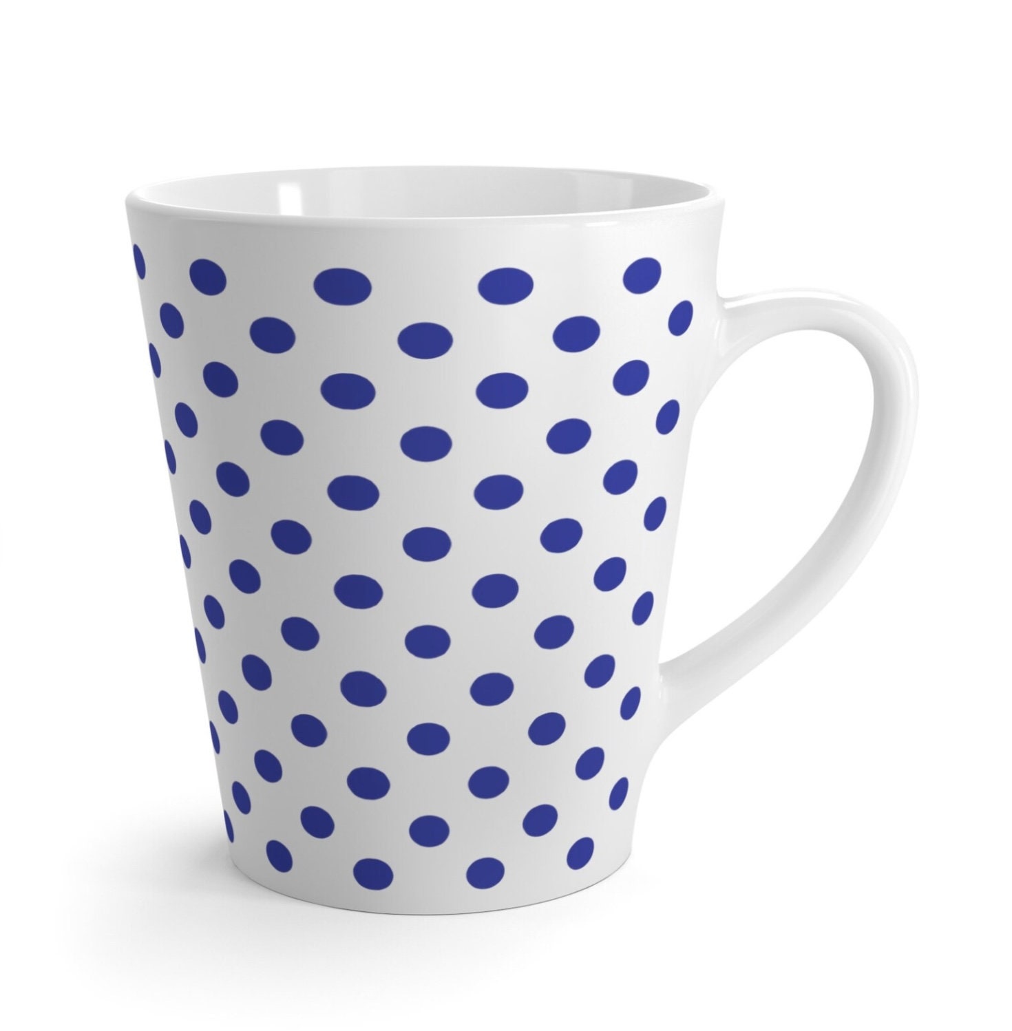 Vintage Style Blue and White Cowhide Latte Ceramic Cup 12oz Blue N ...