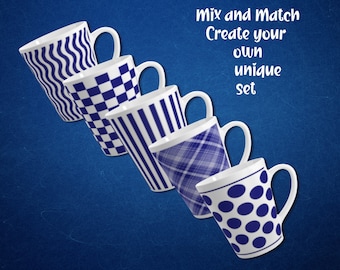 Vintage Styled Blue and White Stripe Ceramic Mug 15oz Blue White Mug ...