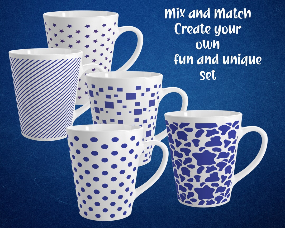 Blue and White Vintage Style Polka Dot Latte Ceramic Cup 12oz Blue ...