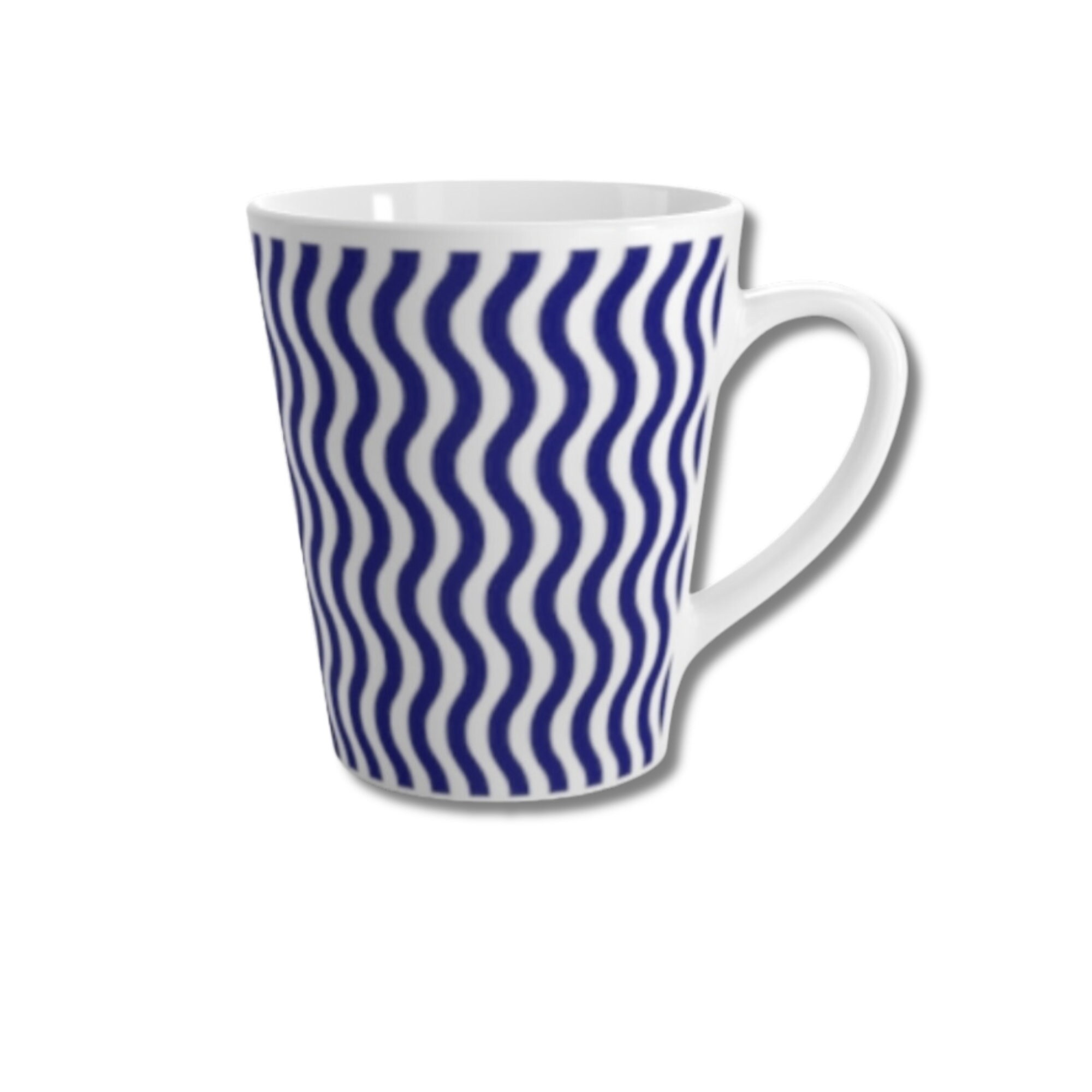 Vintage Styled Blue and White Checkered Ceramic Cup 12oz Blue White Cup ...