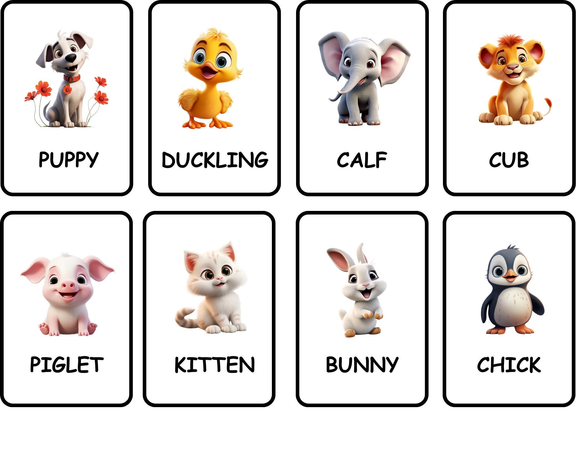 Flash Cards for Kids | Learning About Animals | Drawing Pictures for ...