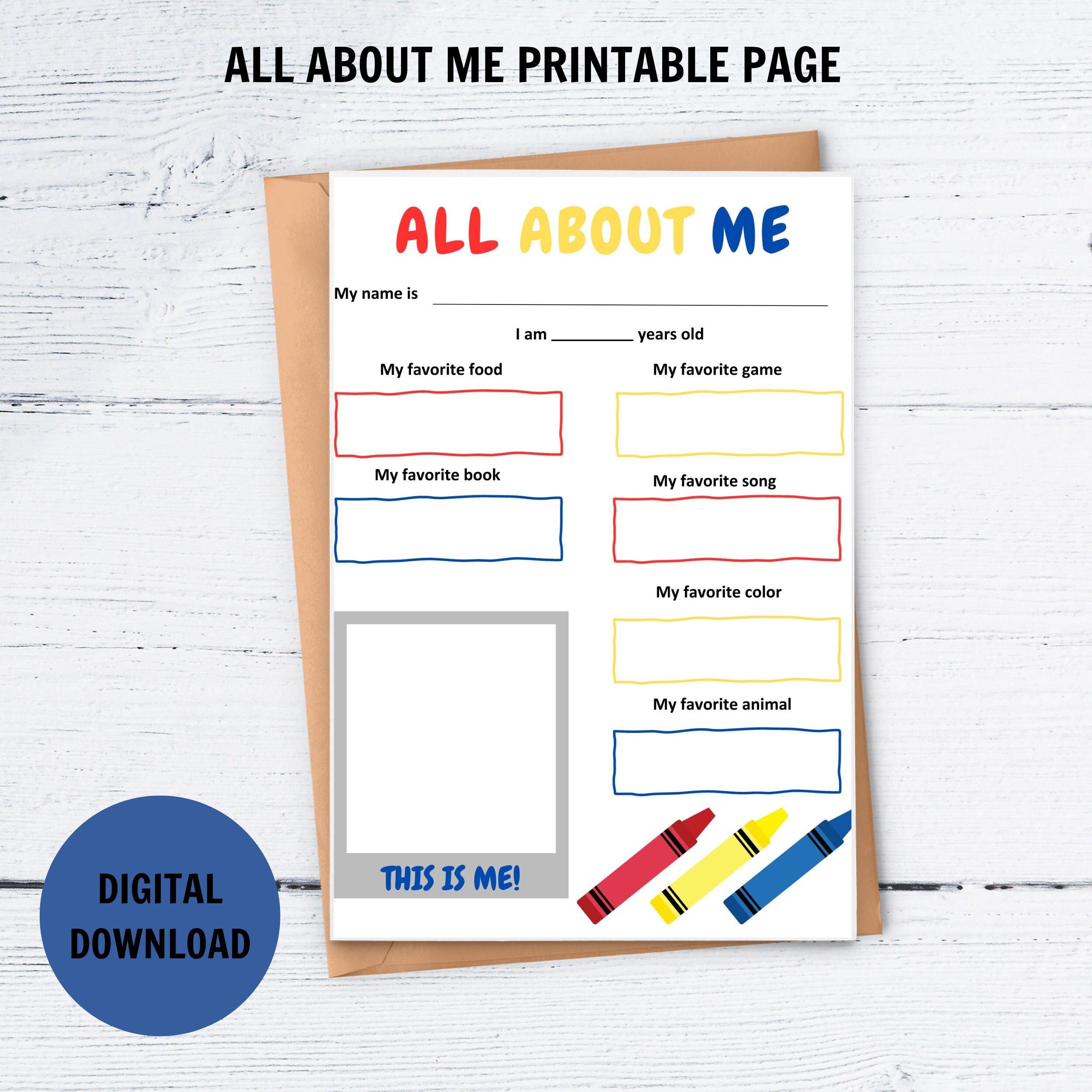 All About Me Printable Page, All About Me, Printable Coloring Page ...