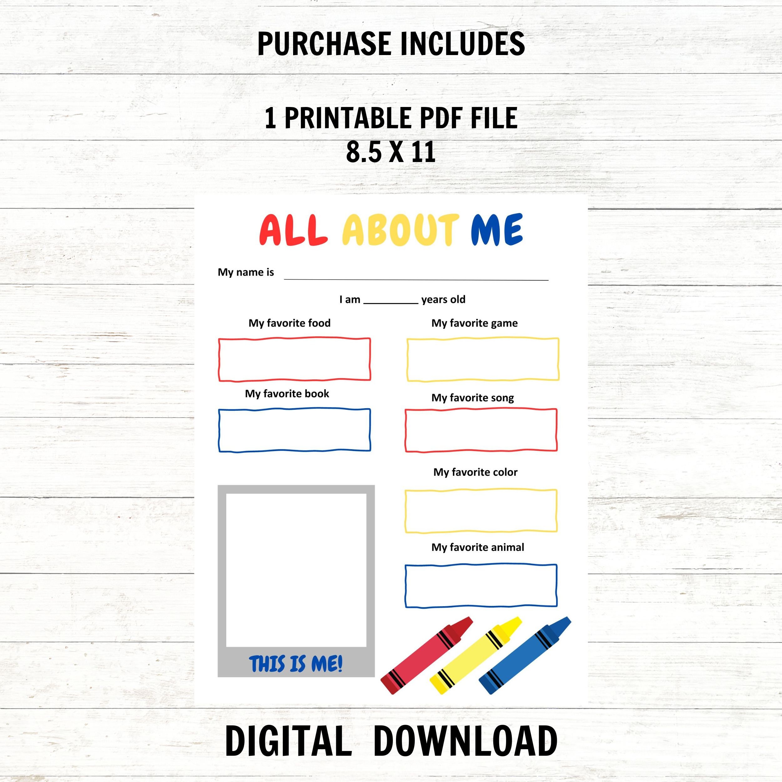 All About Me Printable Page, All About Me, Printable Coloring Page ...