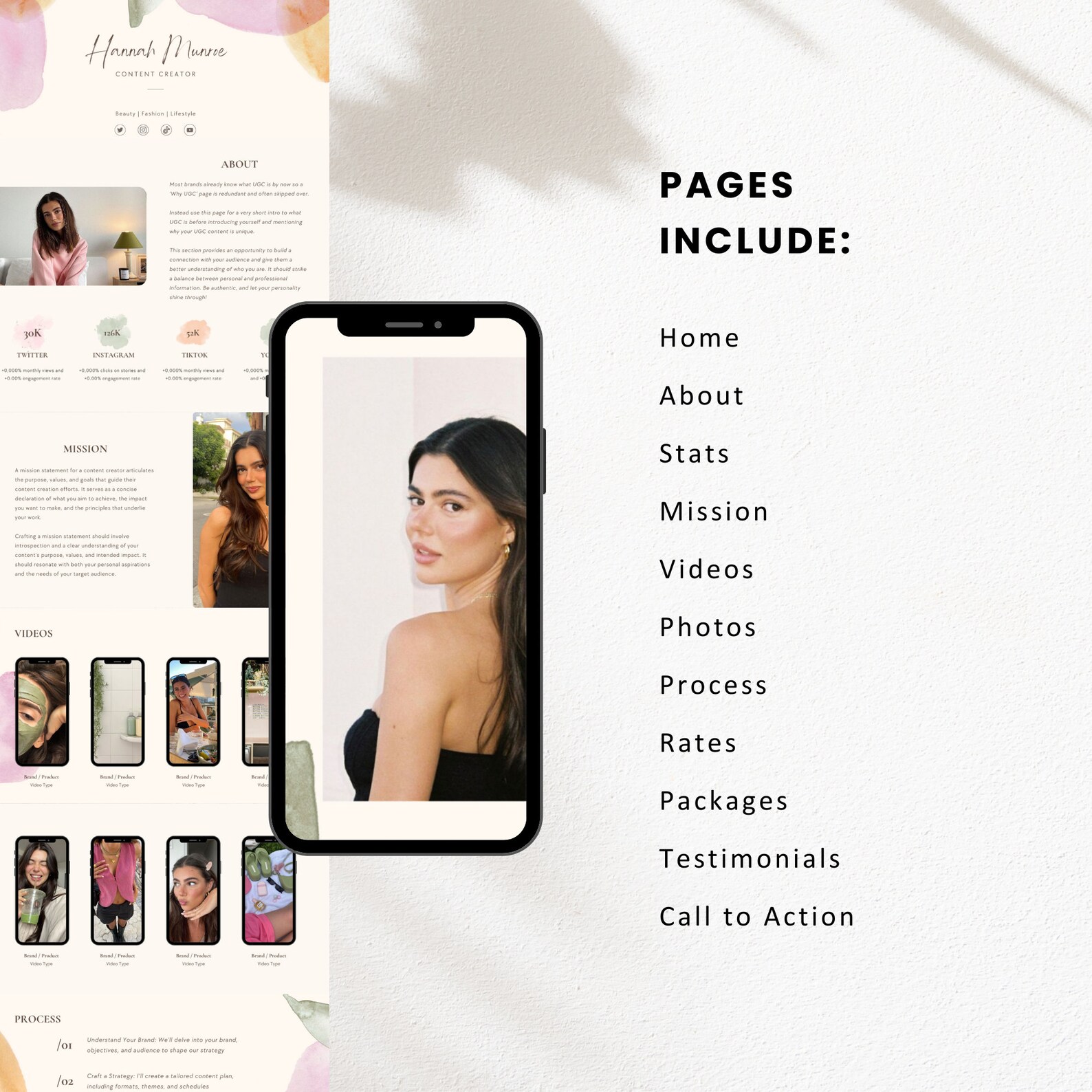UGC Portfolio Template Canva | UGC Website Template | Minimal Pastel Portfolio | UGC Starter Kit ...